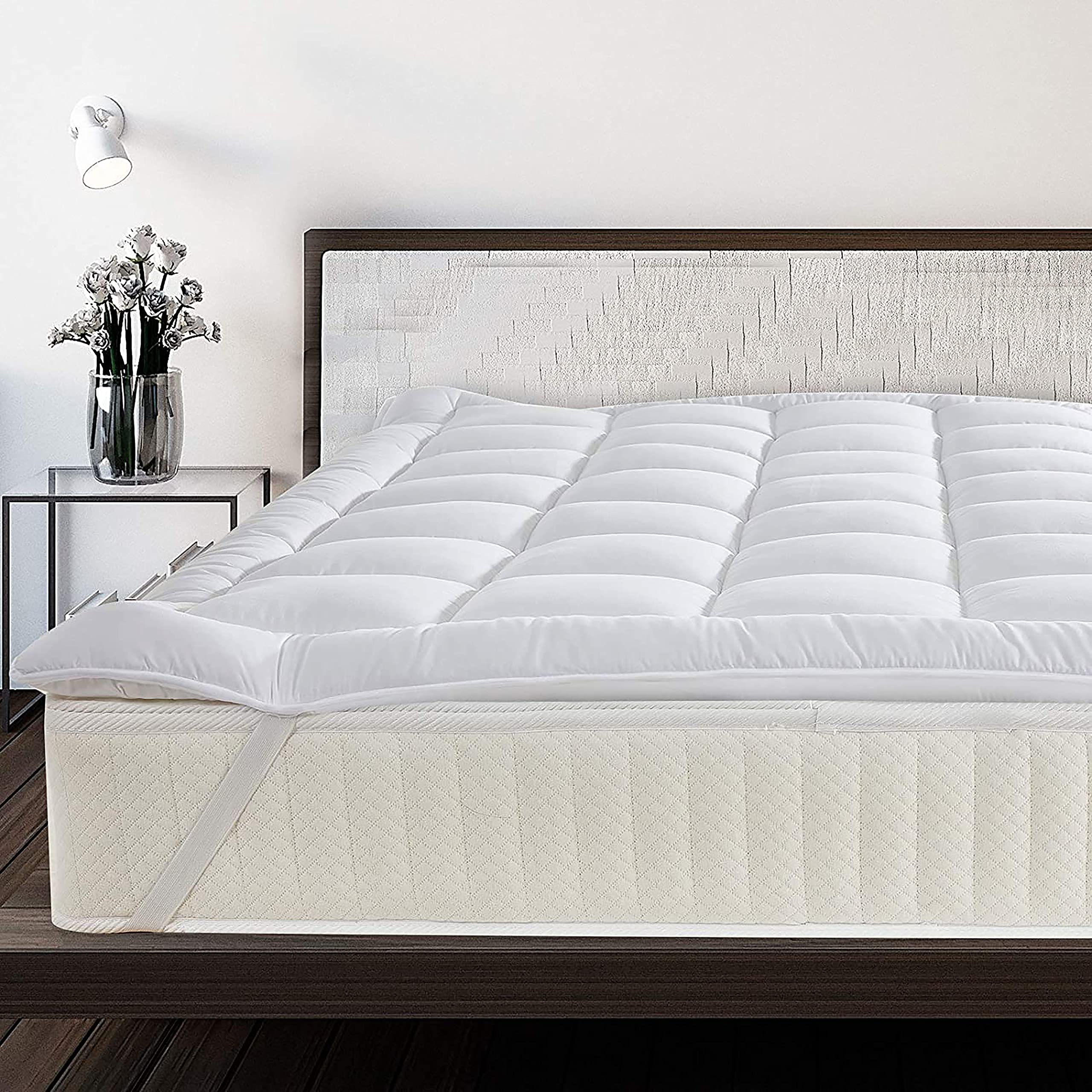 Mattress Topper Full XL Size,Deep Pockets (8-28" Depth) Fits, 700TC Cotton Pad Cover, 1000 GSM Mattress Pads, Full XL Size Bed Mattress Topper 54"x80" Inches White