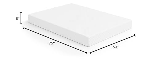 HOMES: Inside + Out Zinne Queen Mattress, 8 Inch Memory Foam Mattress Gel Mattress Twin for Cool Sleep Pressure Relief, Medium Firm King Mattress CertiPUR-US Certified/Bed-in-a-Box/Pressure Relieving