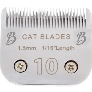 Bucchelli Detachable A Series 10 Cat Clippers Blade Cut Length 1.5mm Japanese Carbonized Steel Cat Grooming Supplies | Cat Grooming Blade Compatible A5 Series Clippers for Cat (10 Cat)