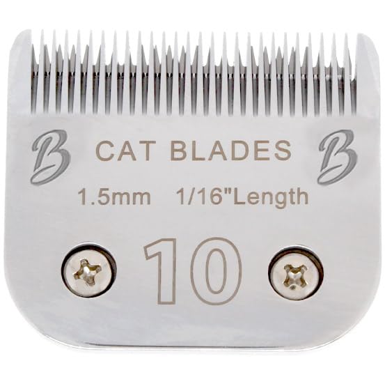 Bucchelli Detachable A Series 10 Cat Clippers Blade Cut Length 1.5mm Japanese Carbonized Steel Cat Grooming Supplies | Cat Grooming Blade Compatible A5 Series Clippers for Cat (10 Cat)