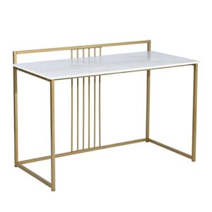 furniturer computer desk with metal frame 47.2 inches home office writing table modern design work space, white