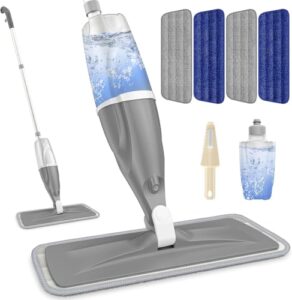 spray mops for floor cleaning microfiber floor mop for hardwood floors wet dust mop flat mop floor cleaner mop with 4 washable pads 440 ml refillable bottle for wood floor tile laminate vinyl kitchen