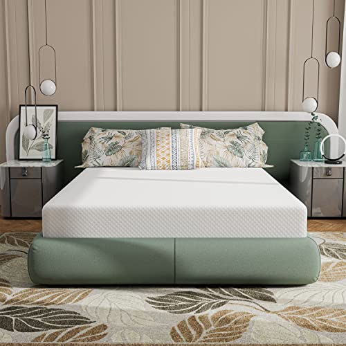 HOMES: Inside + Out Zinne Queen Mattress, 8 Inch Memory Foam Mattress Gel Mattress Twin for Cool Sleep Pressure Relief, Medium Firm King Mattress CertiPUR-US Certified/Bed-in-a-Box/Pressure Relieving