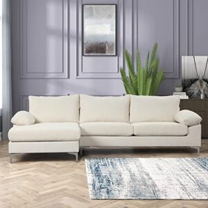 casa andrea milano luxury modern large boucle l-shape sectional sofa, with extra wide chaise lounge couch