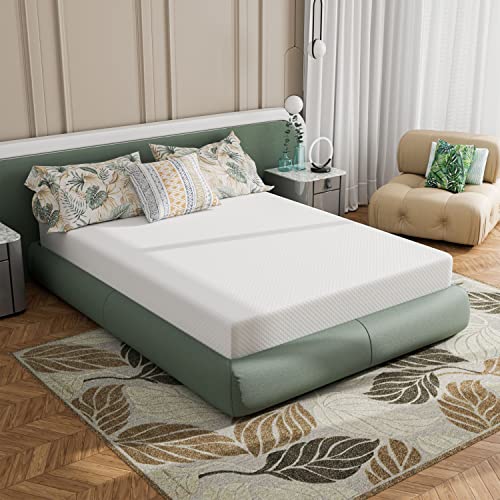 HOMES: Inside + Out Zinne Queen Mattress, 8 Inch Memory Foam Mattress Gel Mattress Twin for Cool Sleep Pressure Relief, Medium Firm King Mattress CertiPUR-US Certified/Bed-in-a-Box/Pressure Relieving