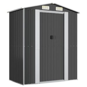 gecheer garden shed galvanized steel, garden tool storage shed with vent outdoor storage shed organize storage house with door for backyard garden patio lawn - anthracite 75.6"x42.5"x87.8"