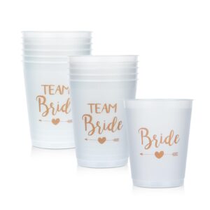 ronrons 12 pieces bachelorette cups, plastic white bride tribe cups, team bride bachelorette party decorations, reusable bachelorette supplies for bridal shower, bridesmaid wedding gift