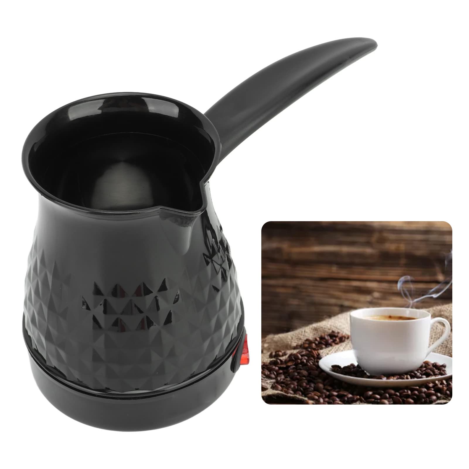 Coffee Maker, ABS Stainless Steel Electric Arabic, Greek & Turkish Coffee Pot, 600ml Even Heating Tea Maker Kettle with Removable & Anti Scald Handle for Greek Arabic Tea, Milk, Butter