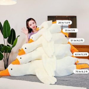 BXEBUI Giant White Goose Plush-75 Inch, Very Huge Body Fat Goose Stuffed Animal, 6 Foot Duck Plush Toys Hugging Pillow Gifts for Everyone (75 in)