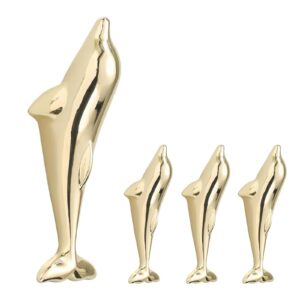 netlkla 4 packs dolphin hooks, coat hooks,towel hooks, metal wall hooks for hanging coats, hats, bags, towels and robes, wall hooks for living room, kitchen, bedroom, bathroom (gold hook)