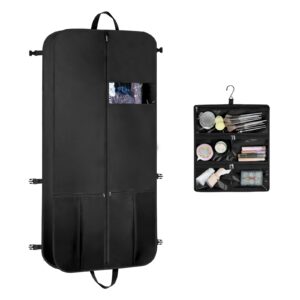 keegh 54" garment bags for travel tri-fold garment bag for dresses long waterproof suit bags for men hanging clothes for suit coats tuxedos dresses with 4 big pockets & accessory pouch, black