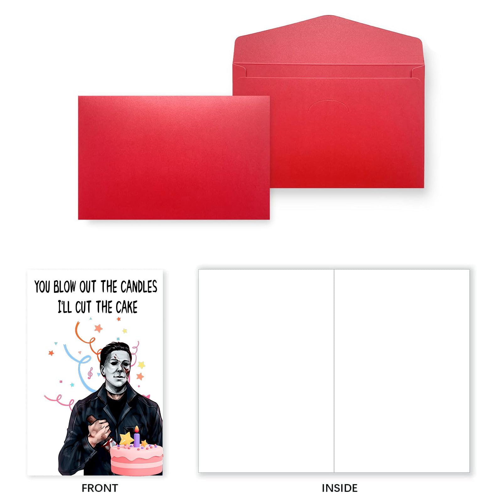 Joycard Funny Birthday Greeting Card with Envelope, Naughty Birthday Card Gift for Him Her, Horror Movies Killer Bday Greeting Card, You Blow Out The Candle