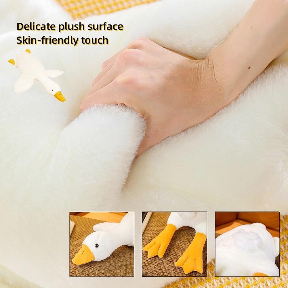 BXEBUI Giant White Goose Plush-75 Inch, Very Huge Body Fat Goose Stuffed Animal, 6 Foot Duck Plush Toys Hugging Pillow Gifts for Everyone (75 in)