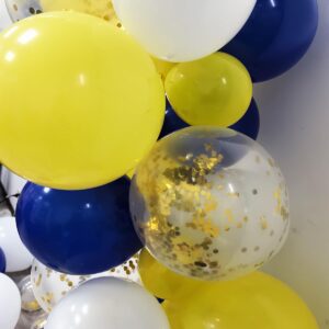 Graduation Party Decorations Navy Blue Yellow 2024/Blue Yellow Balloons/Michigan Balloons/Blue Yellow Birthday Party Decorations 114pcs for Blue Yellow Graduation Party Decoations 2024/Warriors Party