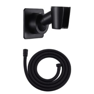 ydmeet shower head holder and 71 inch shower head hose for handheld, all metal, matte black