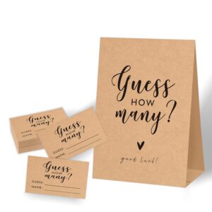 guess how many shower game,baby shower themes,neutral baby shower decoration,bridal shower game,wedding shower game,birthday party game,1 kraft sign & 50 kraft guessing cards set-a27