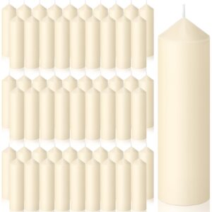 mtlee 40 pcs ivory pillar candles 2 x 6 inches bulk large dripless unscented candles wax long burning smokeless clean burning decorative candles for weddings parties dinners spa bath home decor