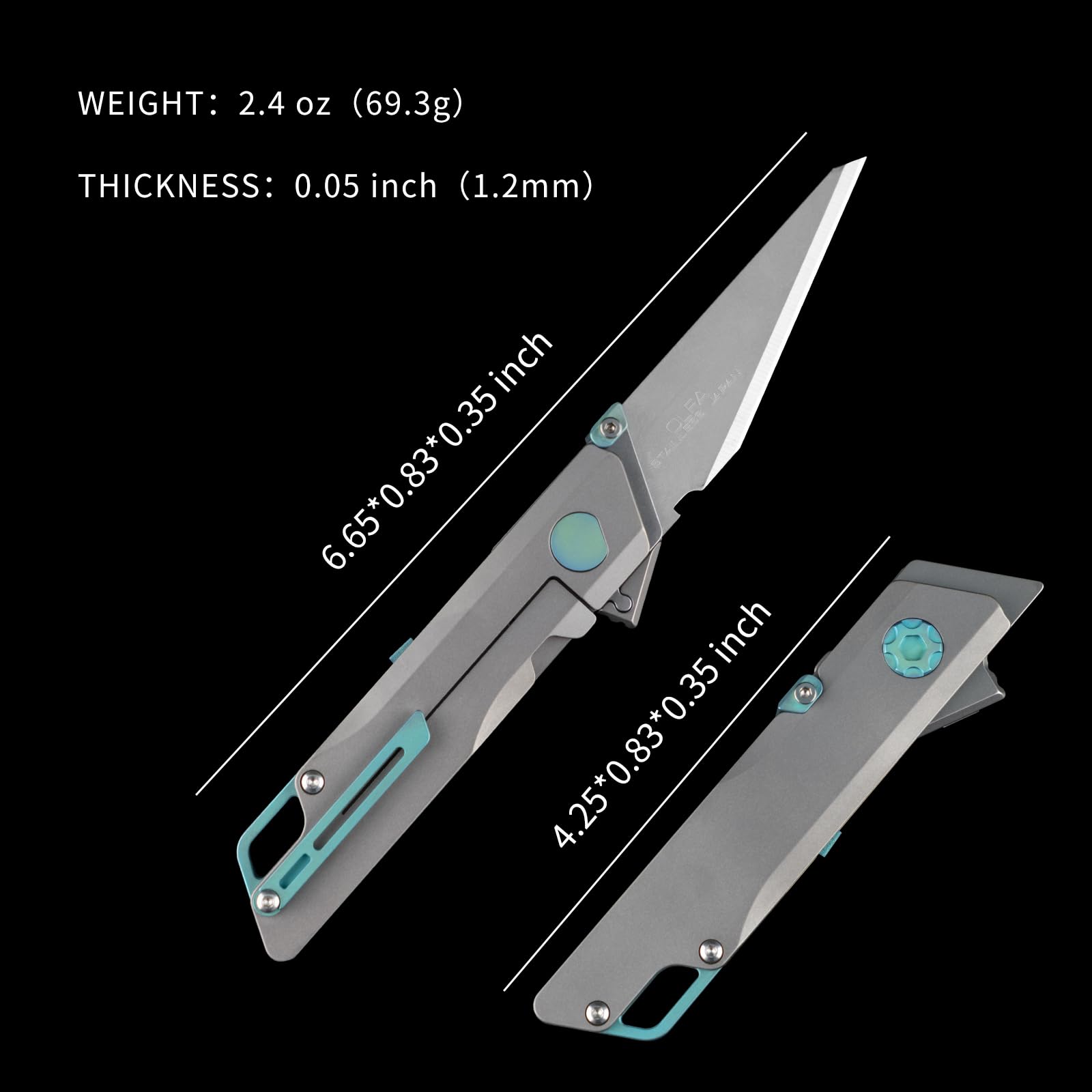 TITANER Raven Titanium EDC Folding Pocket Knife,Box Cutter Suitable for Art Work,Outdoor,Hunting,Household Tools (Black)