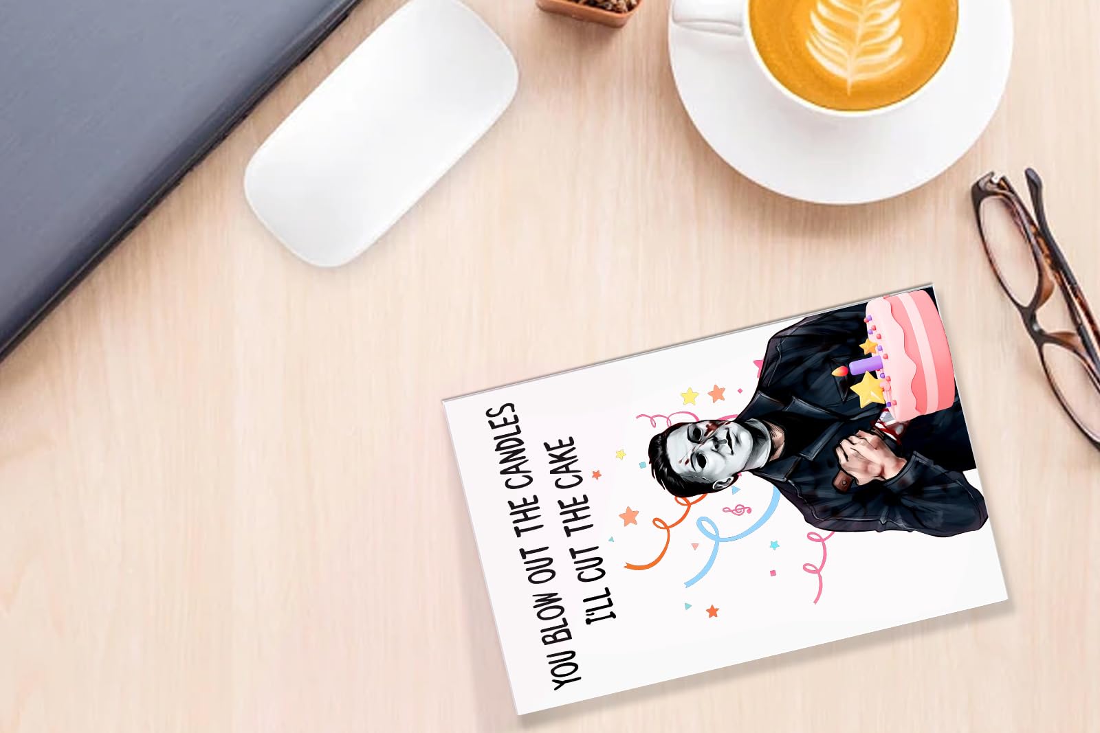 Joycard Funny Birthday Greeting Card with Envelope, Naughty Birthday Card Gift for Him Her, Horror Movies Killer Bday Greeting Card, You Blow Out The Candle