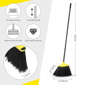 WILLBOND 20 Pcs Heavy Duty Broom Outdoor Indoor Commercial Angle Brooms Bulk for Courtyard Garage Lobby Mall Market Floor Home Kitchen Room Office Pet Hair Rubbish 54 Inch (Yellow)