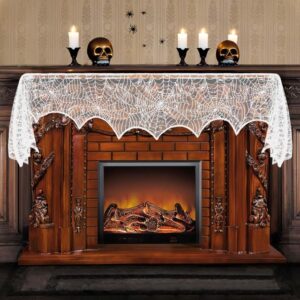 halloween decor indoor white halloween fireplace mantle decorations indoor halloween decorations white lace spiderweb fireplace covers halloween party supplies halloween party decorations