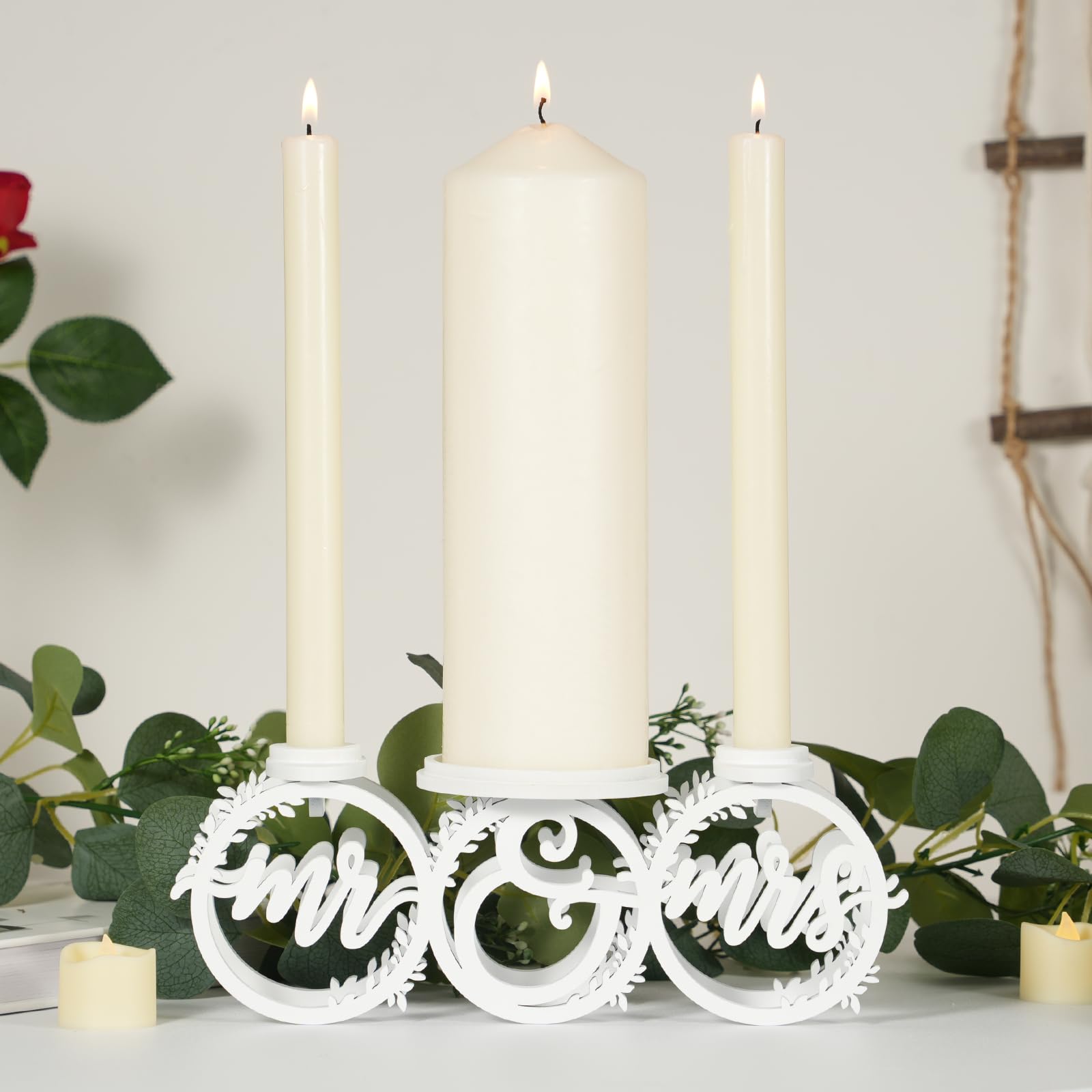 Rozrety Unity Candle Holder - Unity Candles Stand for Wedding Ceremony Set - Candle Holders for Wedding Decoration, Reception, Bridal Shower Wedding Gifts(Candles not Included)