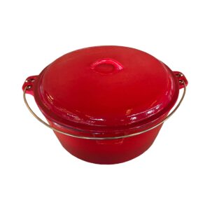 Red Enamel Coated Cast Iron Dutch Oven 9 Qt