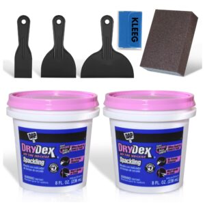 drywall repair kit dap drydex - spackle patch wall joint compound - wall putty - nail hole filler - plaster repair + sanding block + drywall patch kit - spackle wall repair - wall paste kleeg packet