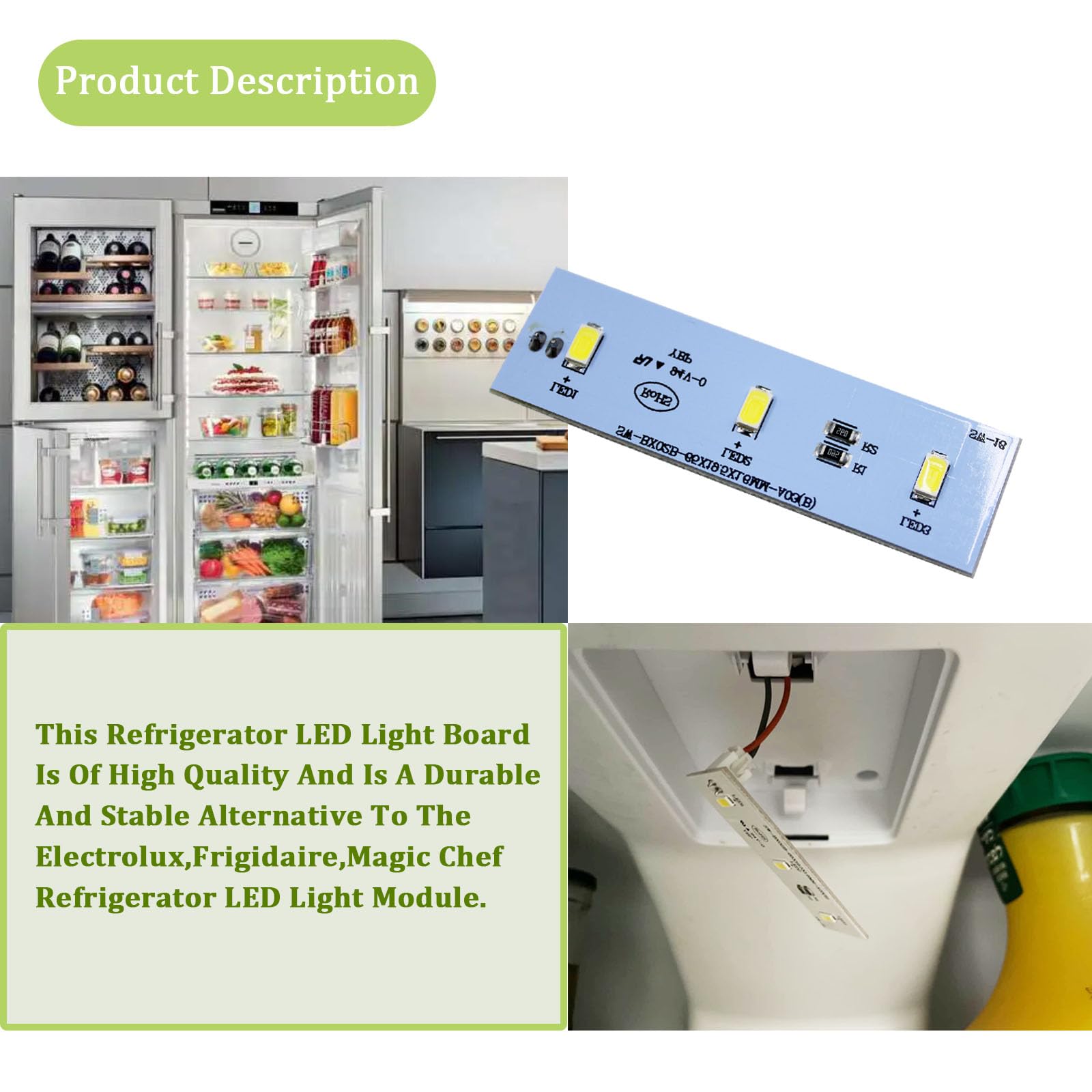 SW-BX02B Refrigerator LED Light Board and Refrigerator Bulb Replacement for Frigidaire LED Light，Refrigerator LED Light Module ZBE2350HCA(2pc)