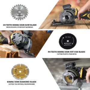 Mellif Cordless 3200RPM Tile Saw, Compatible with dewalt 20V MAX Battery, 3-1/2" Blades, 1-2/11'' Max Cut Depth - For Wood, Plastic, Soft Metal