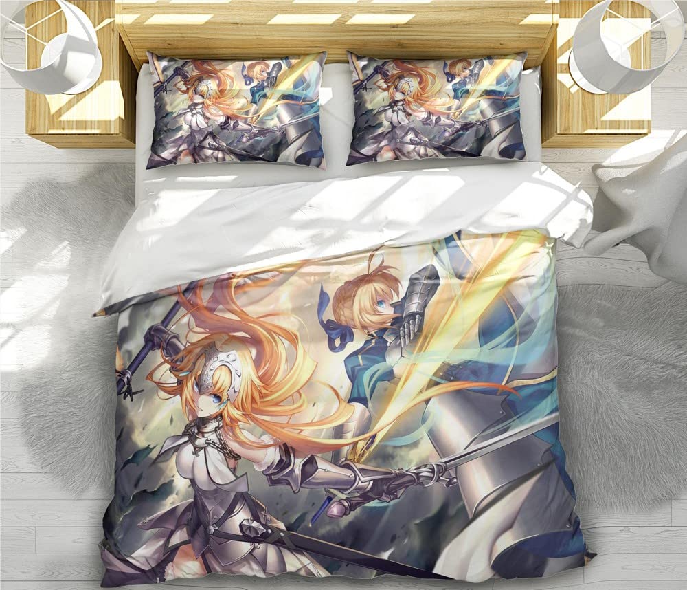 AKARDO Fate Grail War Anime Duvet Cover Soft 3D Printed Bedding Set with Comforter Cover 3 Piece Set Includes 2 Pillowcases and 1 Duvet Cover Machine Washable (08,Full (79"x90"))