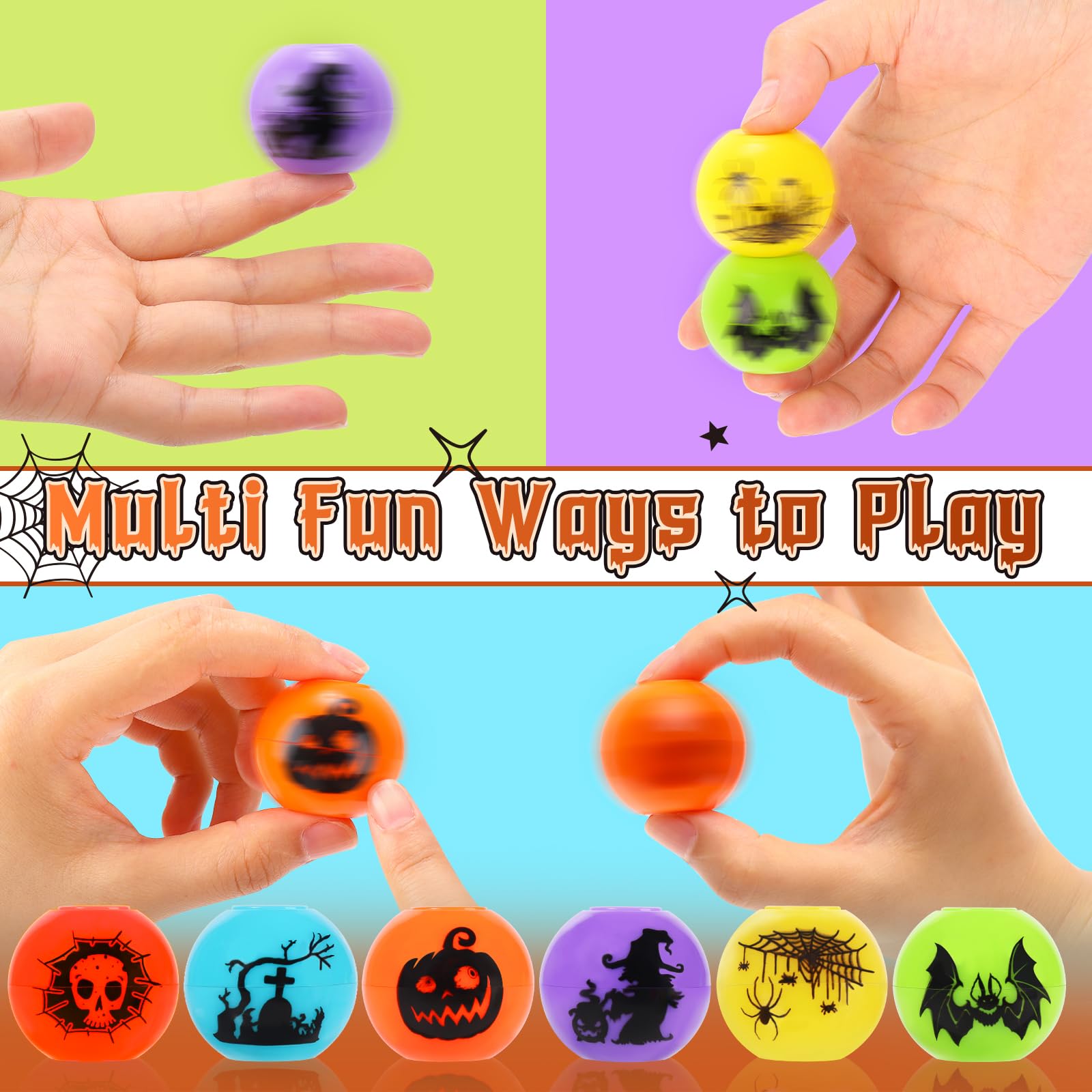 36 PCS Halloween Party Favors Mini Fidget Spinners Ball Toys for Kids Halloween Treats Goodie Bag Fillers for Girls Boys Bulk Halloween Treasure Box Toys for Classroom Prizes for Kids