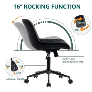 YOUNUOKE Armless Desk Chair Comfy Home Office Computer Chair with Wheels Rolling Swivel Chairs Small Modern Upholstered Vanity Executive Task Chair, Black