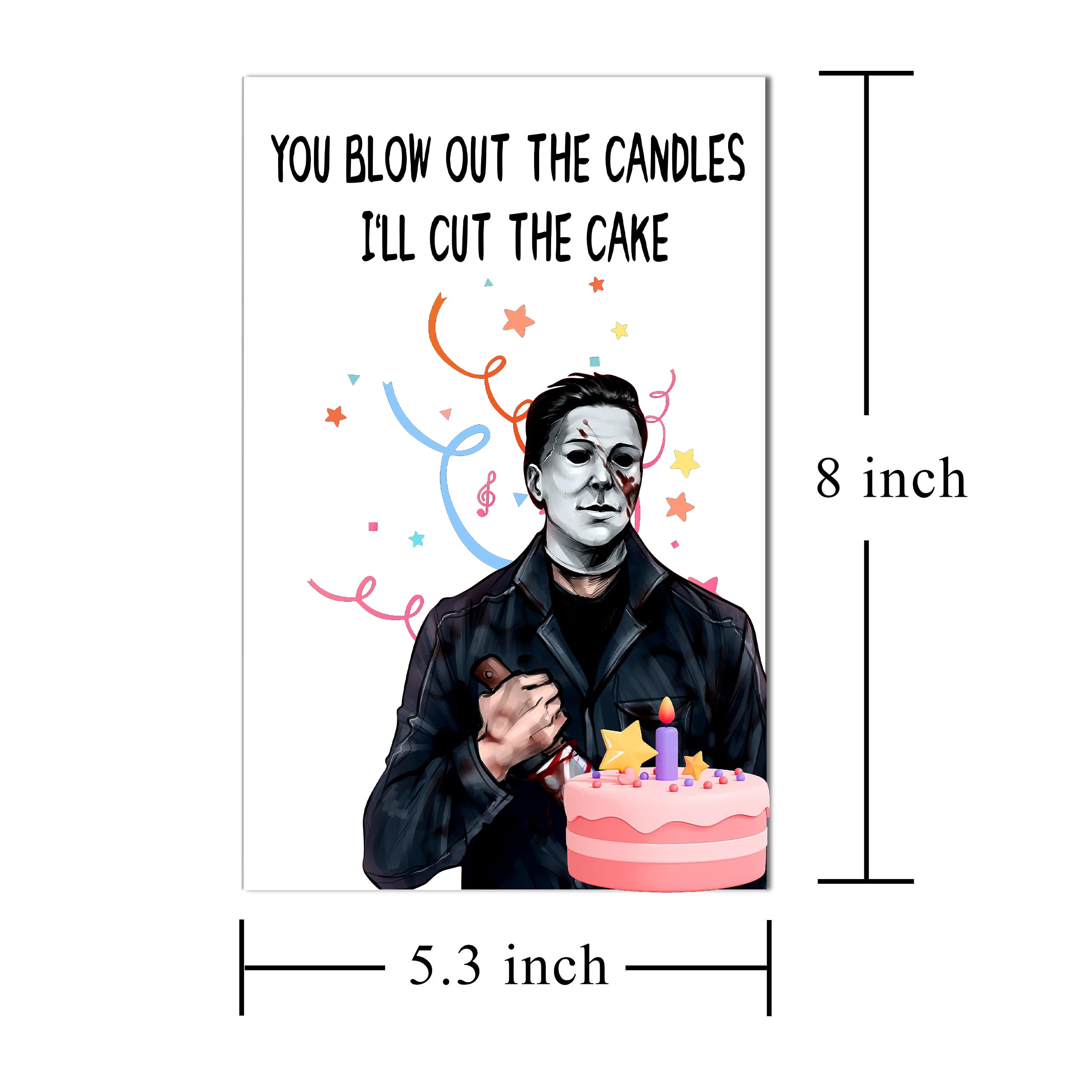 Joycard Funny Birthday Greeting Card with Envelope, Naughty Birthday Card Gift for Him Her, Horror Movies Killer Bday Greeting Card, You Blow Out The Candle