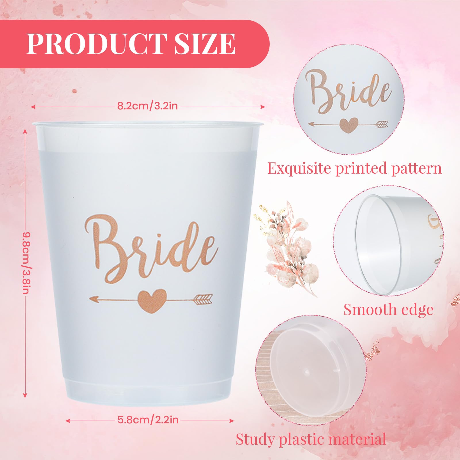 RONRONS 12 Pieces Bachelorette Cups, Plastic White Bride Tribe Cups, Team Bride Bachelorette Party Decorations, Reusable Bachelorette Supplies for Bridal Shower, Bridesmaid Wedding Gift