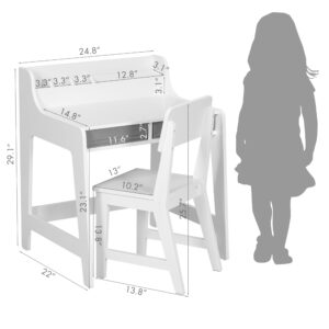 UTEX Kids Desk and Chair Set, Study Desk for Kids with Storage Bins, Wooden Children Study Table, Student Writing Desk for Bedroom & Study Room