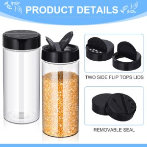 Zhehao 24 Pieces 16 oz Plastic Spice Containers Plastic Spice Bottles Clear Reusable Large Empty Spice Jars Plastic with Shaker Lids for Kitchen Storage Seasoning Powder Herbs Cabinet (Black)