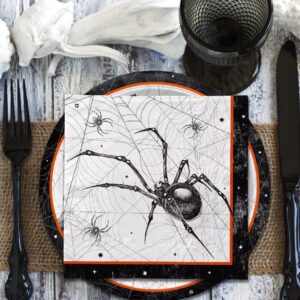 Gatherfun Spider Webs Halloween Party Supplies - Featuring Skull & Spider Themes, All-inclusive Wicked Web Paper Plates and Napkins. Ideal for Halloween Party Decorations, Serve 50 Guests.