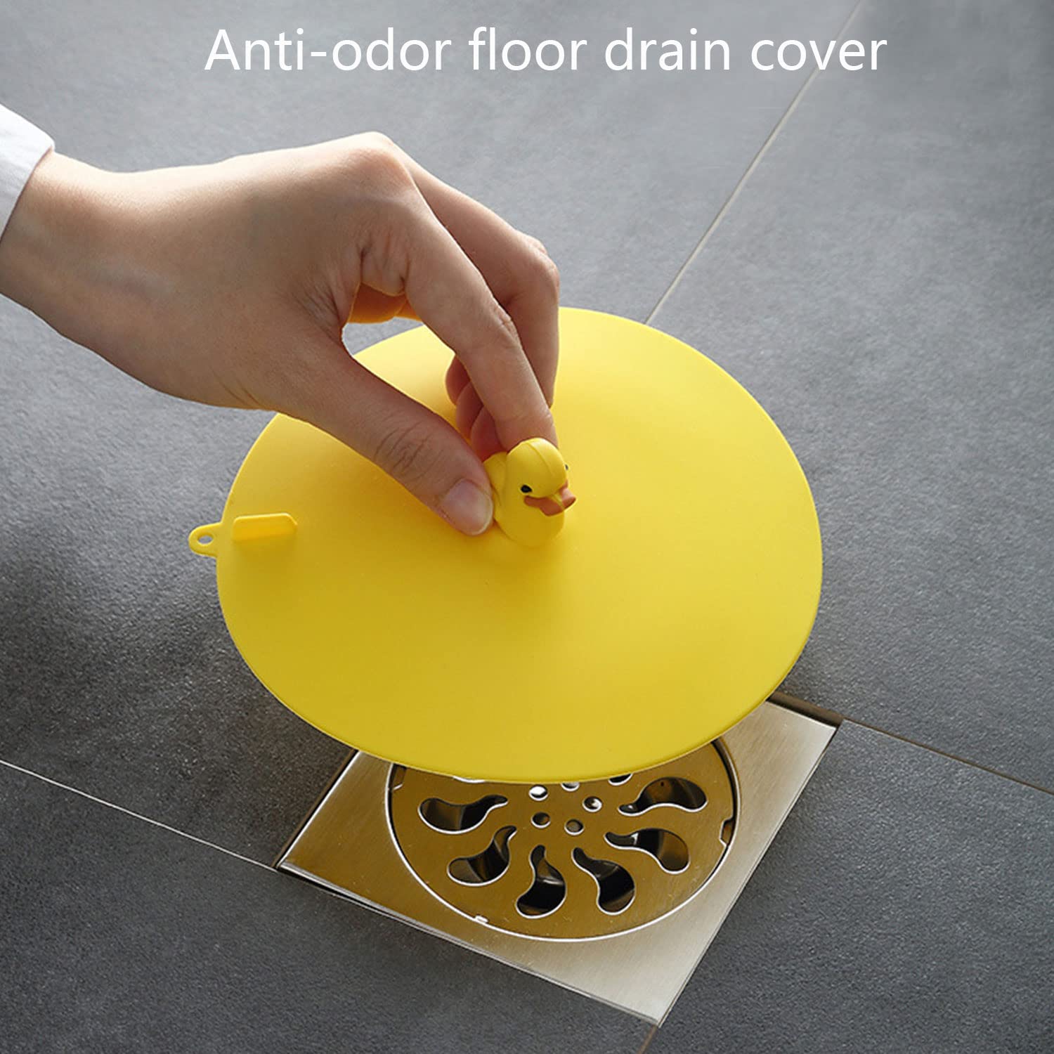 YEZILUU 2pcs, Cute silicone floor drain cover, Bathroom bathtub drain cover bathtub stopper, Kitchen sink water reservoir cover, Free floor drain strainer (Yellow - Duck + Blue - Duck)