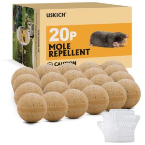 20 packs mole repellent, vole repellent outdoor, powerful mole deterrent for yard, gopher repellent, mole repellant for lawn, mole control, keep mole and vole out of your garden