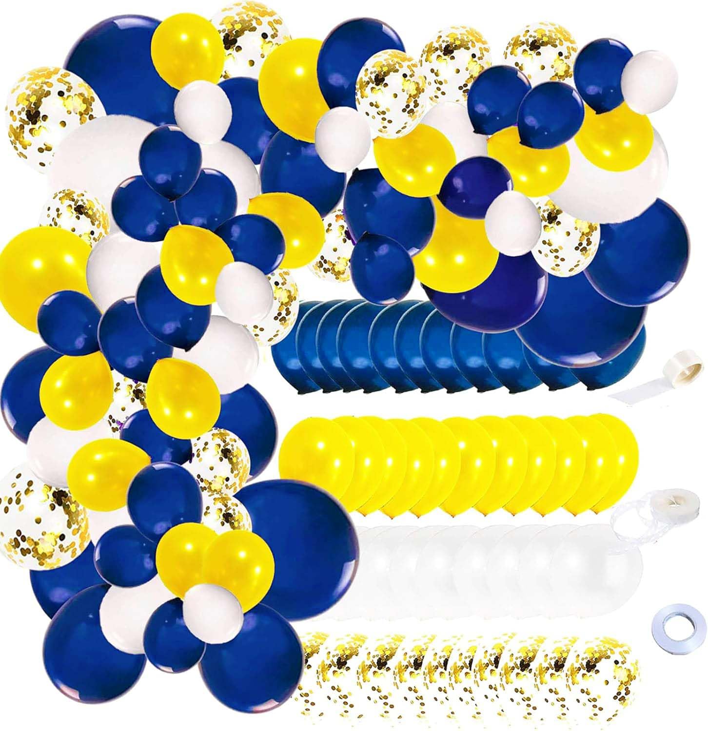 Graduation Party Decorations Navy Blue Yellow 2024/Blue Yellow Balloons/Michigan Balloons/Blue Yellow Birthday Party Decorations 114pcs for Blue Yellow Graduation Party Decoations 2024/Warriors Party