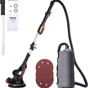 VEVOR Drywall Sander, 900W Electric Sander with 12 Sanding Discs, Variable Speed 800-1800 RPM Wall Sander with 3 Suction Ducts, Foldable Ceiling Sander & 2 LED Lights, Extendable Handle, Dust Bag