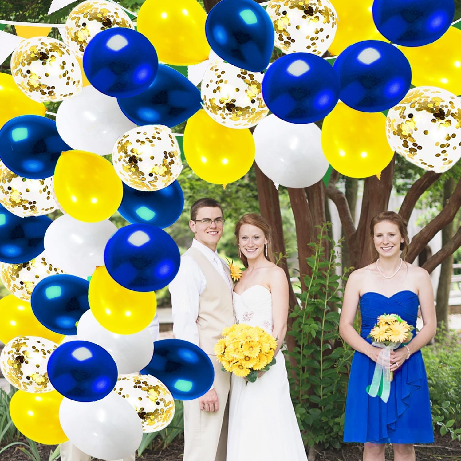 Graduation Party Decorations Navy Blue Yellow 2024/Blue Yellow Balloons/Michigan Balloons/Blue Yellow Birthday Party Decorations 114pcs for Blue Yellow Graduation Party Decoations 2024/Warriors Party