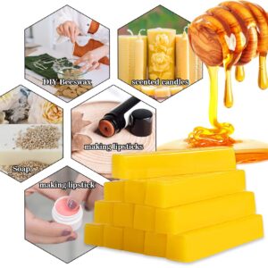 Sukh 12PCS Yellow Beeswax-Bar - 290g Beeswax Block - Wax Bar Wax Block Yellow Beeswax Bulk Bar of Wax Yellow Beeswax for Candles Triple Filtered Skincare,Lip Balms,Lotions,DIY Projects,Soap