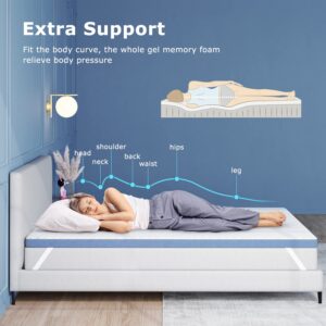 Maxzzz 2 Inch Memory Foam Mattress Topper Twin, Soft Cooling Bed Mattress Topper with Remover Soft Cover, High Density Mattress Pad, Certipur-Us & Oeko-Tex Certified