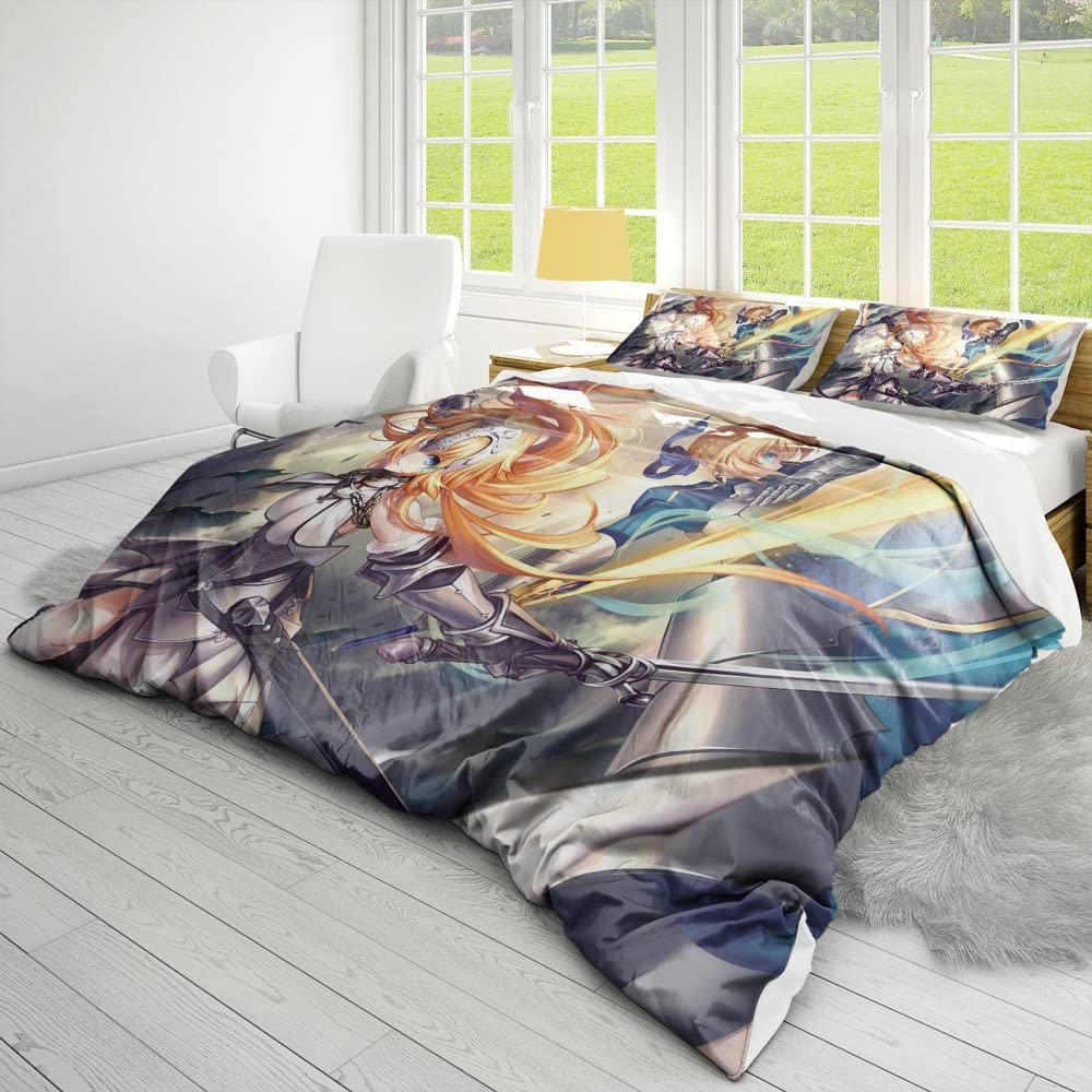 AKARDO Fate Grail War Anime Duvet Cover Soft 3D Printed Bedding Set with Comforter Cover 3 Piece Set Includes 2 Pillowcases and 1 Duvet Cover Machine Washable (08,Full (79"x90"))