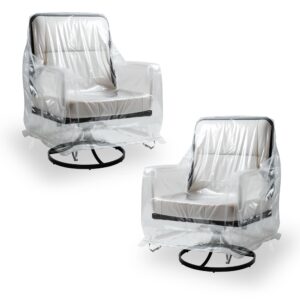 indigotempest9 outdoor swivel lounge chair cover 2 pack, waterproof heavy duty outdoor chair covers, patio rocking chair covers for outdoor furniture, (39" l x 37" w x 38" h), clear pvc