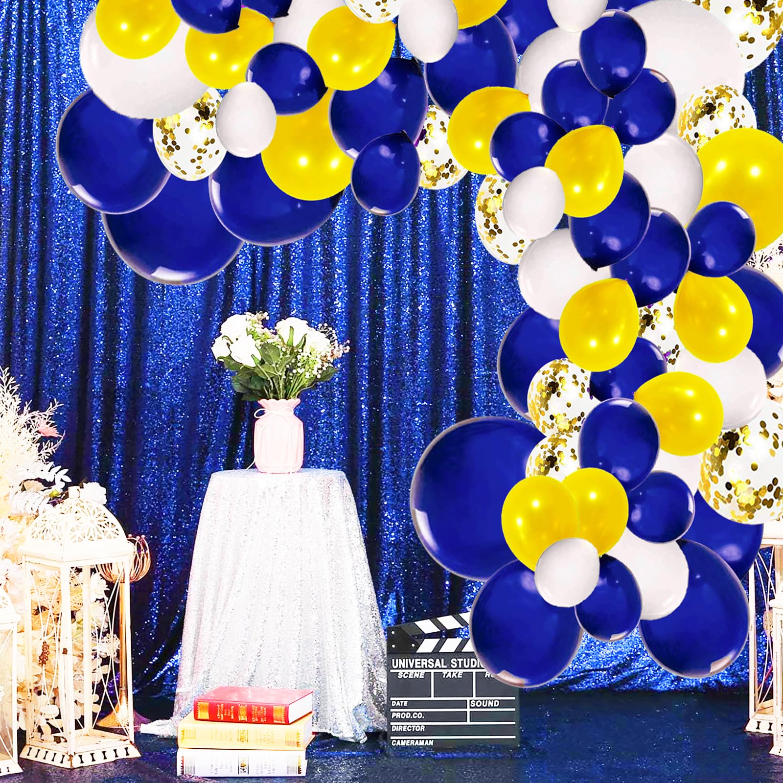 Graduation Party Decorations Navy Blue Yellow 2024/Blue Yellow Balloons/Michigan Balloons/Blue Yellow Birthday Party Decorations 114pcs for Blue Yellow Graduation Party Decoations 2024/Warriors Party