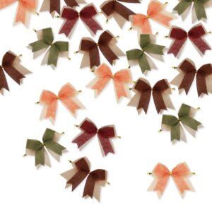 Meseey 12 Pcs Fall Burlap Ribbon Bows 4 Inch Burgundy/Orange/Sage/Brown Fall Bow for Holiday Fall Wreath DIY Crafts Home Decoration (Fall)