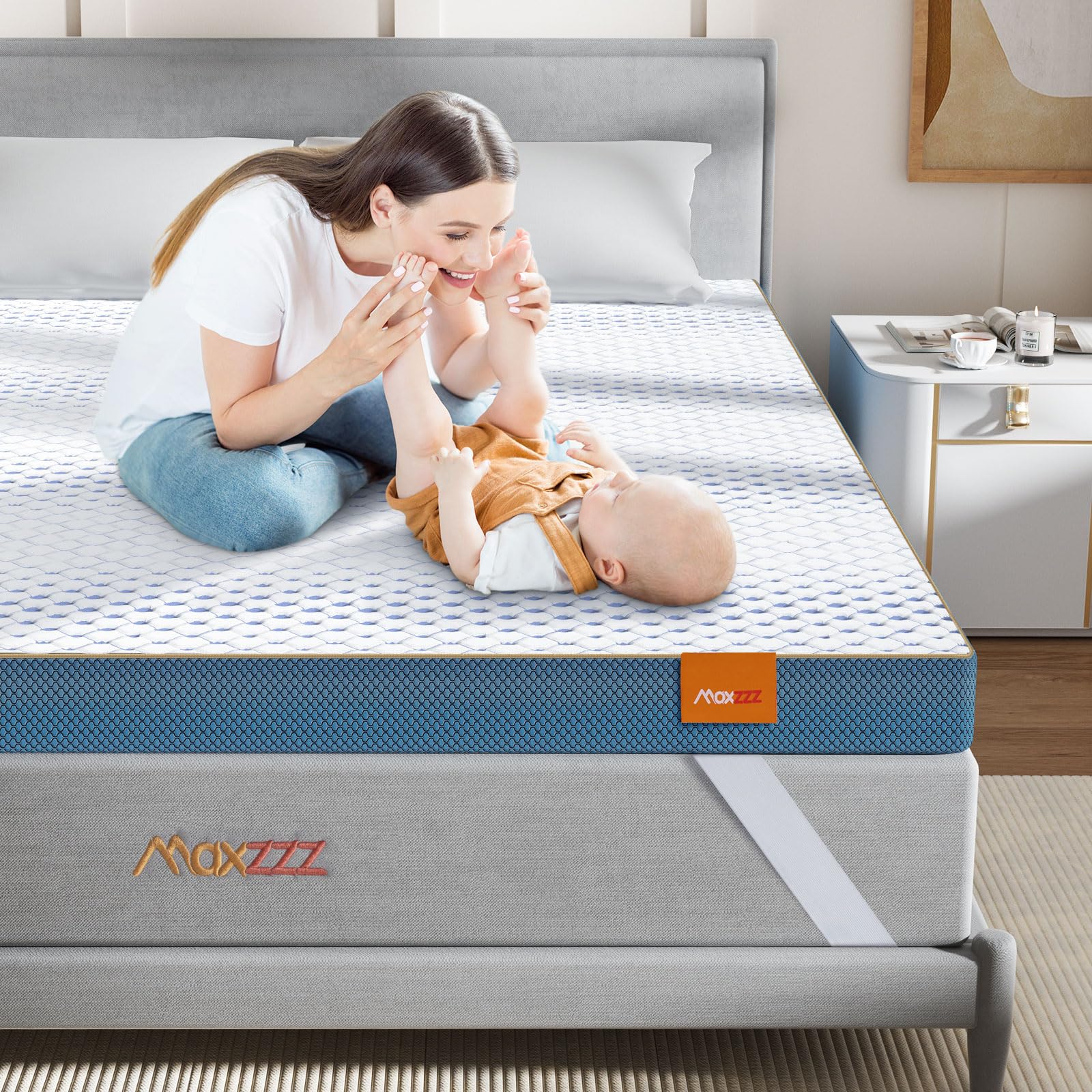 Maxzzz 2 Inch Memory Foam Mattress Topper Twin, Soft Cooling Bed Mattress Topper with Remover Soft Cover, High Density Mattress Pad, Certipur-Us & Oeko-Tex Certified